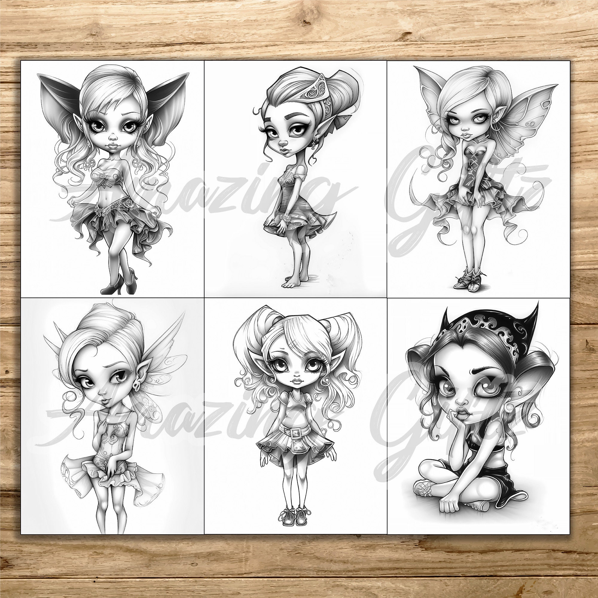 26 Page Fantasy Elf Princess Coloring Book Adult Coloring Sheets ...