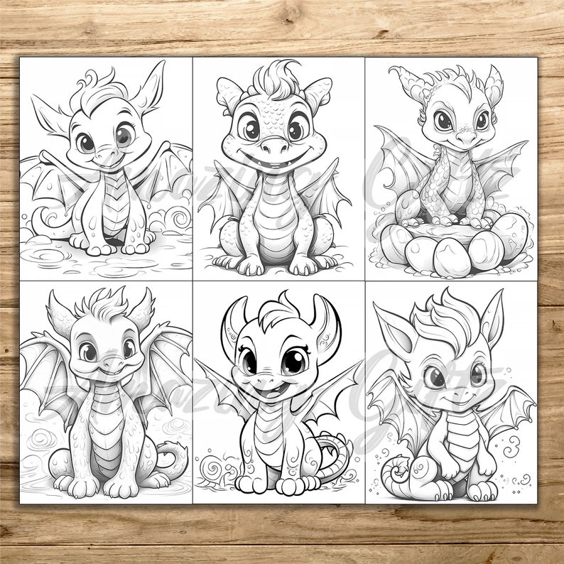 27 Page Baby Dragon Coloring Book for Kids Fantasy Art - Etsy