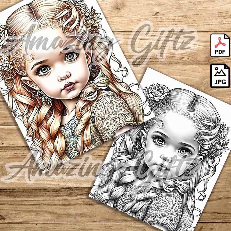 Little Girl Coloring Page for Adults Beautiful Printable Whimsical Girl ...