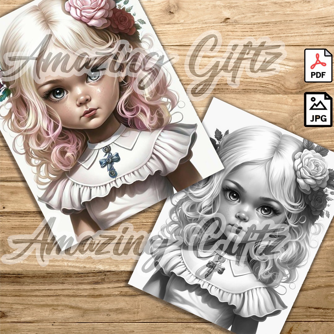 Victorian Coloring Page for Adults Retro Girl Coloring Book Page Cute ...