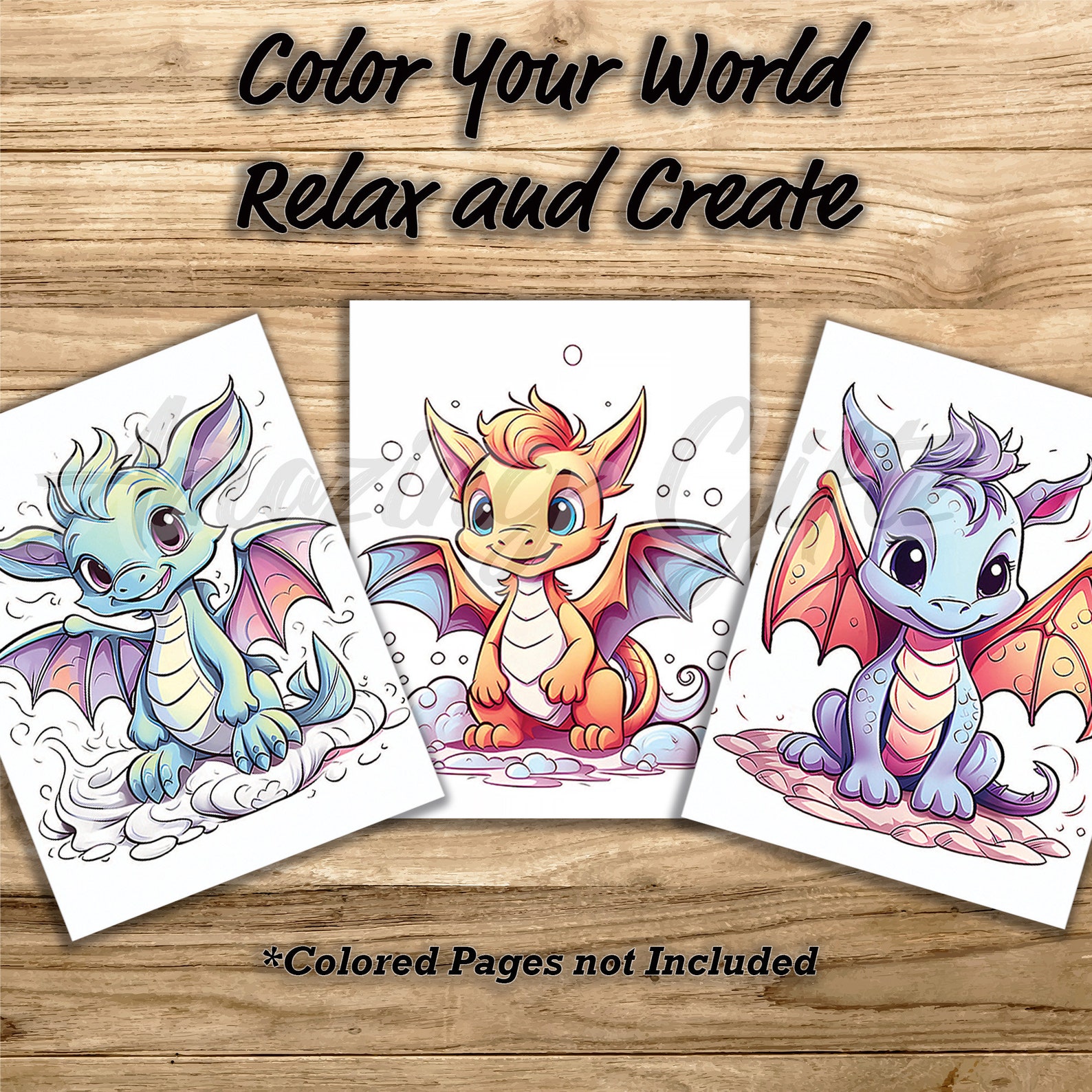 27 Page Baby Dragon Coloring Book for Kids Fantasy Art - Etsy