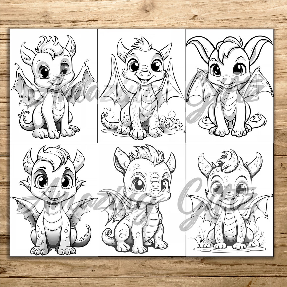 27 Page Baby Dragon Coloring Book for Kids Fantasy Art - Etsy