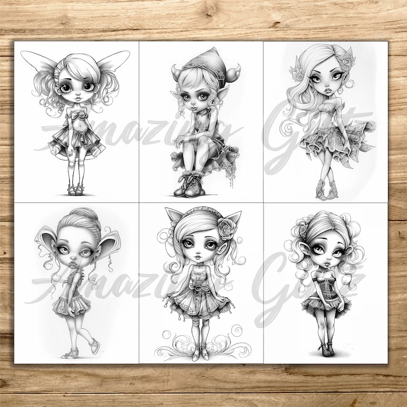 26 Page Fantasy Elf Princess Coloring Book Adult Coloring Sheets ...