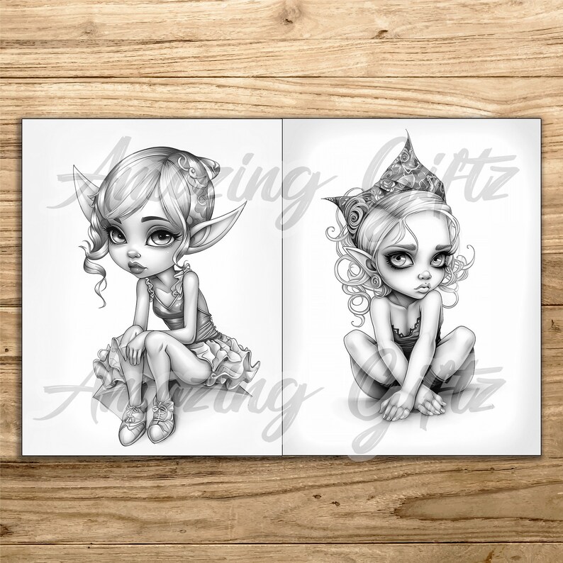 26 Page Fantasy Elf Princess Coloring Book Adult Coloring Sheets ...