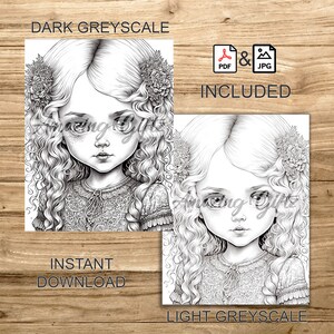 Beautiful Kid Coloring Page for Adults Printable Cute Whimsical Girl ...