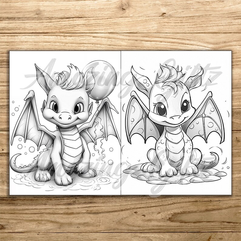 27 Page Baby Dragon Coloring Book for Kids Fantasy Art - Etsy
