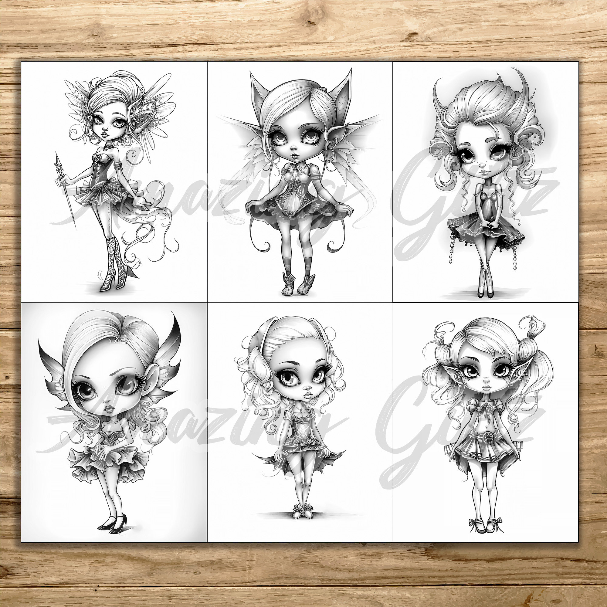 26 Page Fantasy Elf Princess Coloring Book Adult Coloring Sheets ...