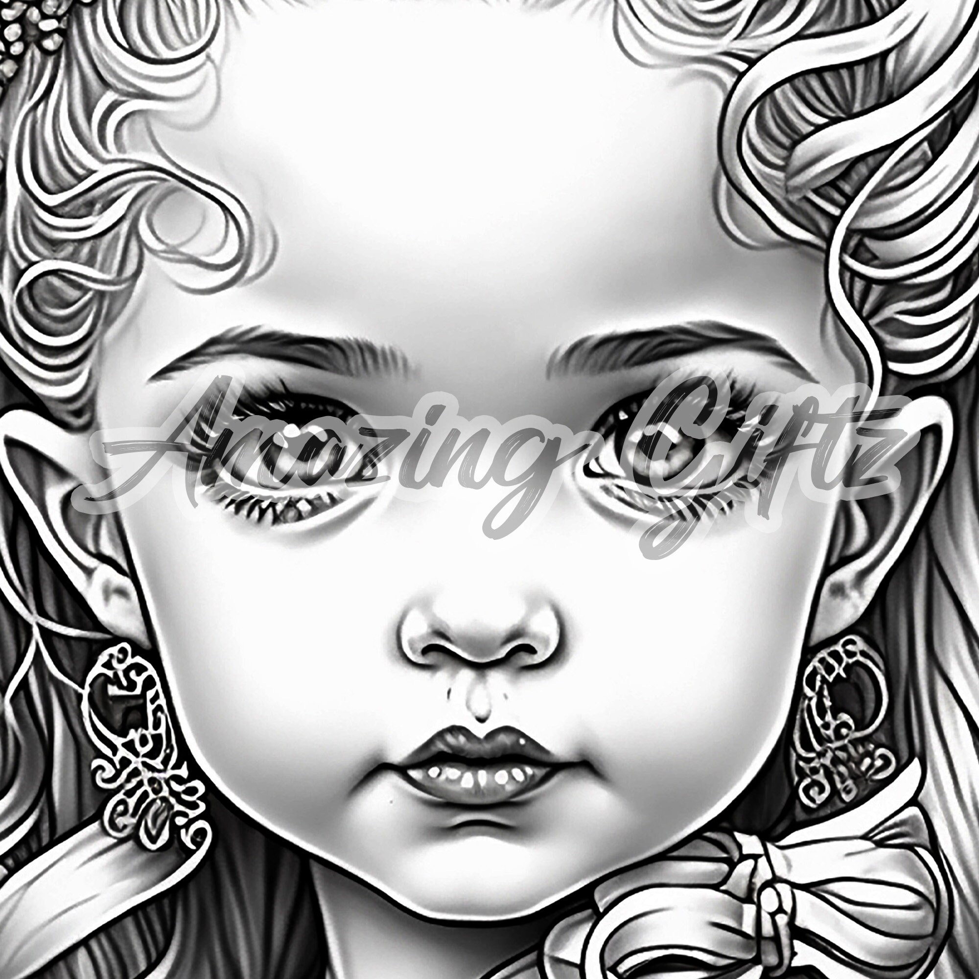 Little Girl Coloring Page for Adults Beautiful Printable Whimsical Girl ...