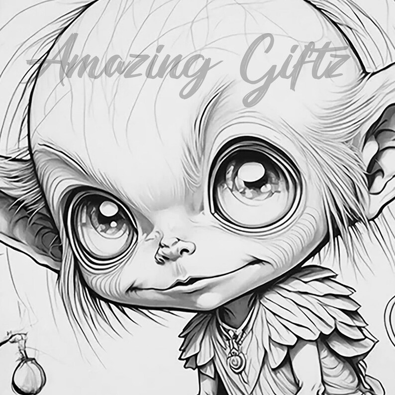 Fantasy Fae Goblins Printable Coloring Page for Adults Whimsical Fairy ...