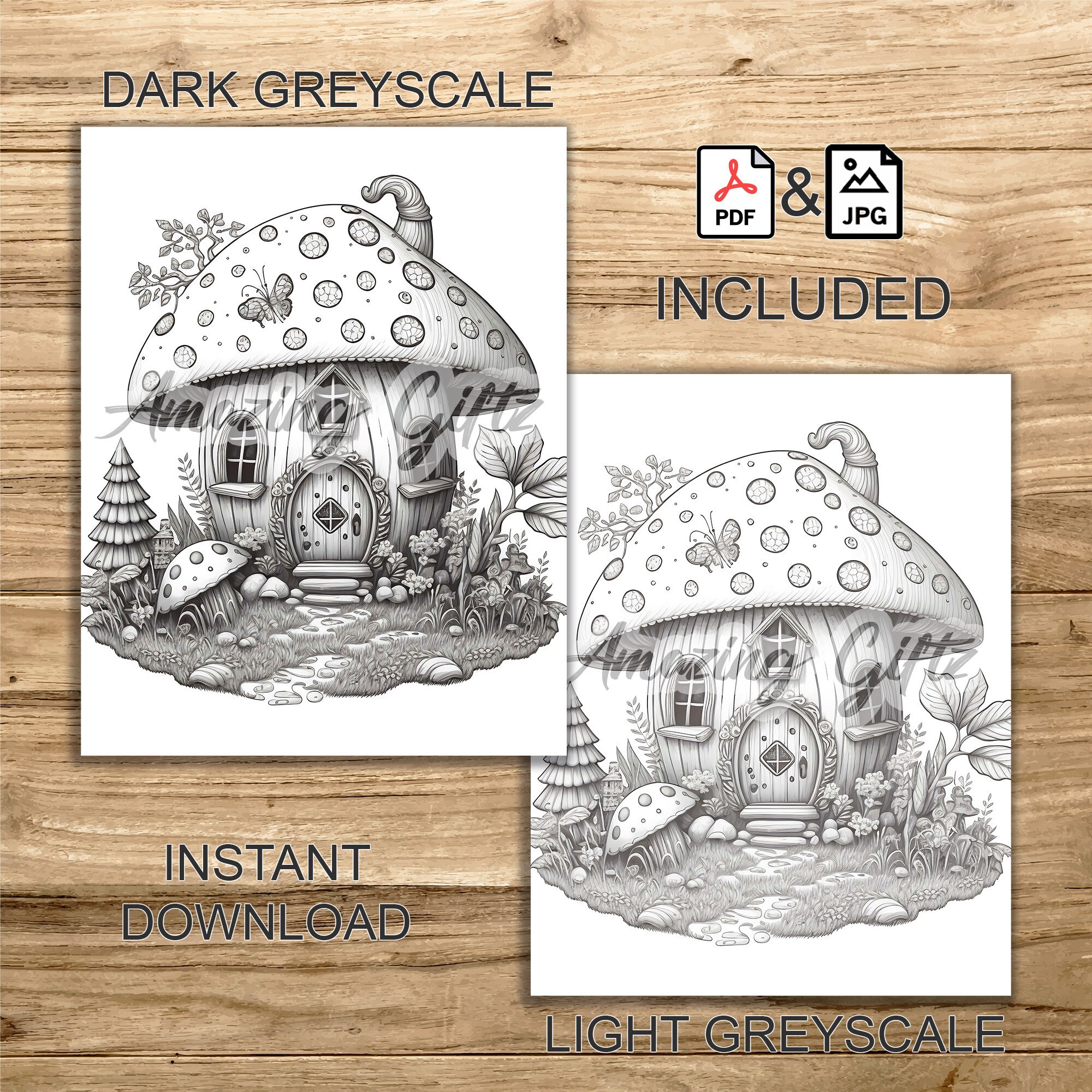 Mushroom Fairy House Coloring Page Fantasy Lover Coloring Book - Etsy