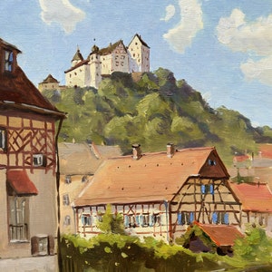 Original Oil Painting German Landscape Egloffstein Castle Medieval ...
