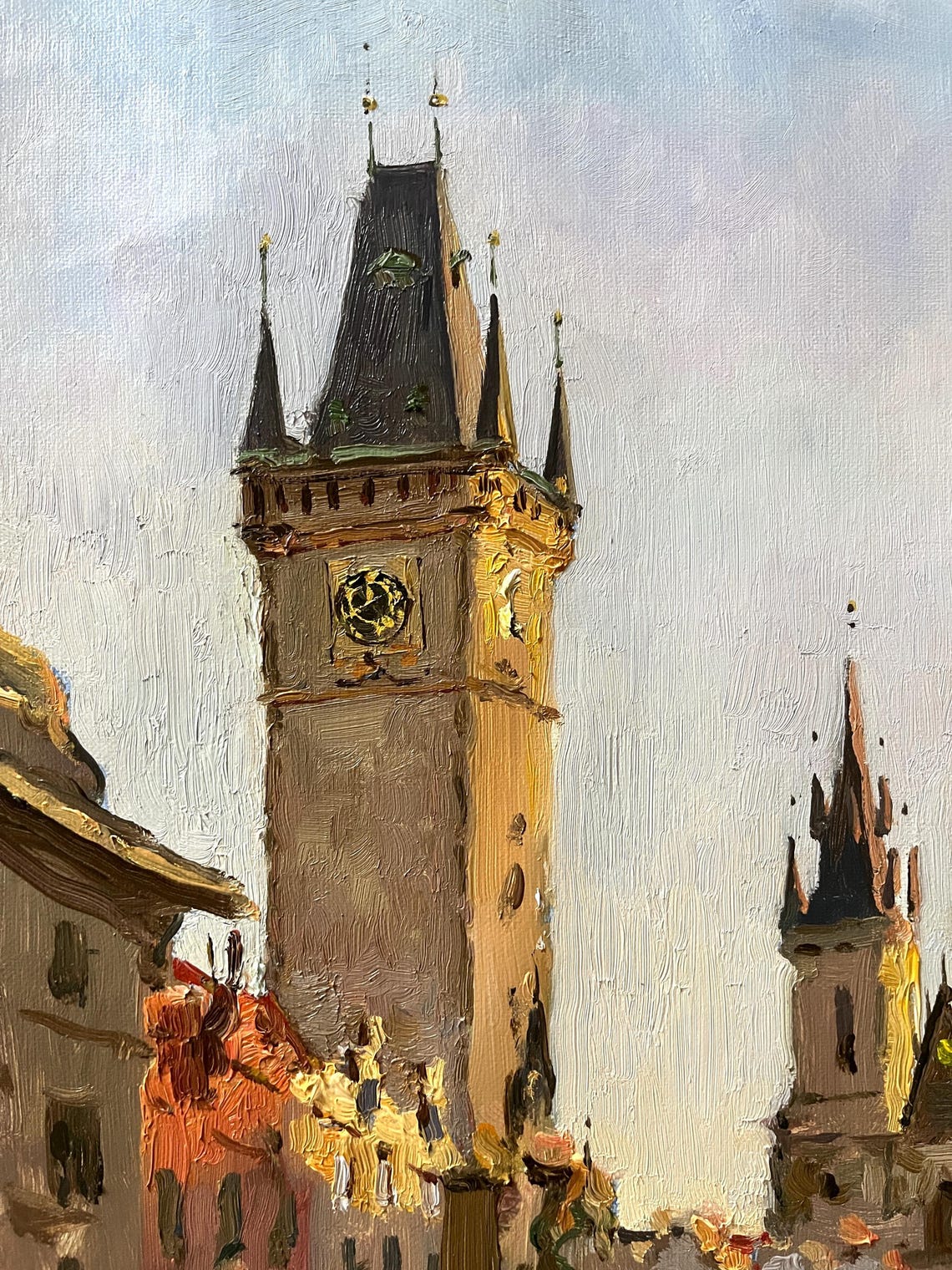 Prague Old Town Square Oil Painting: Gothic Church Impressionism Art - Etsy