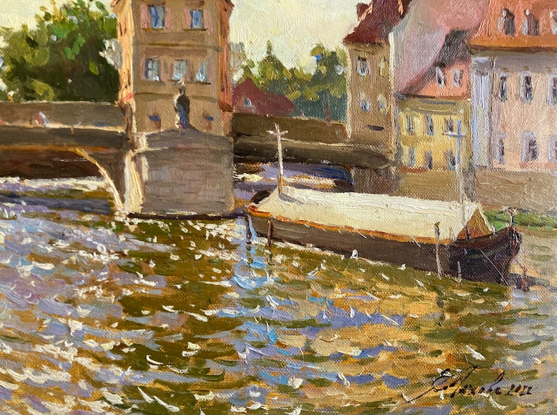 Bamberg Germany Oil Painting: Medieval Cityscape Art - Etsy