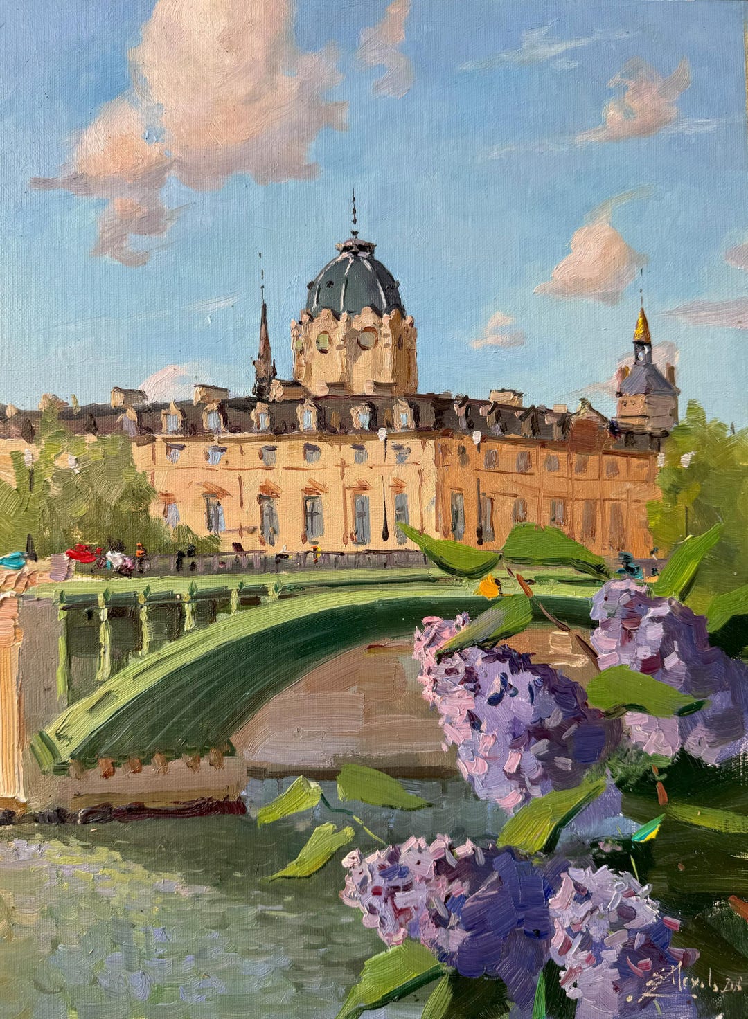 Paris Cityscape Oil Painting: Lilac River Bridge Impressionism Art - Etsy