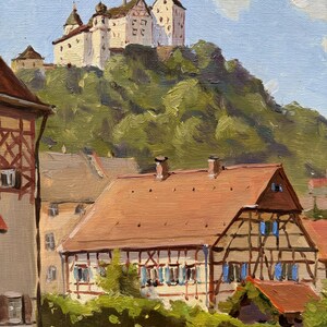 Original Oil Painting German Landscape Egloffstein Castle Medieval ...