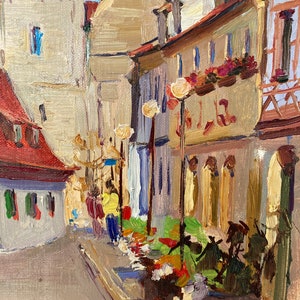 OIL PAINTING CITY Original Landscape Germany Forchheim Medieval Picture ...