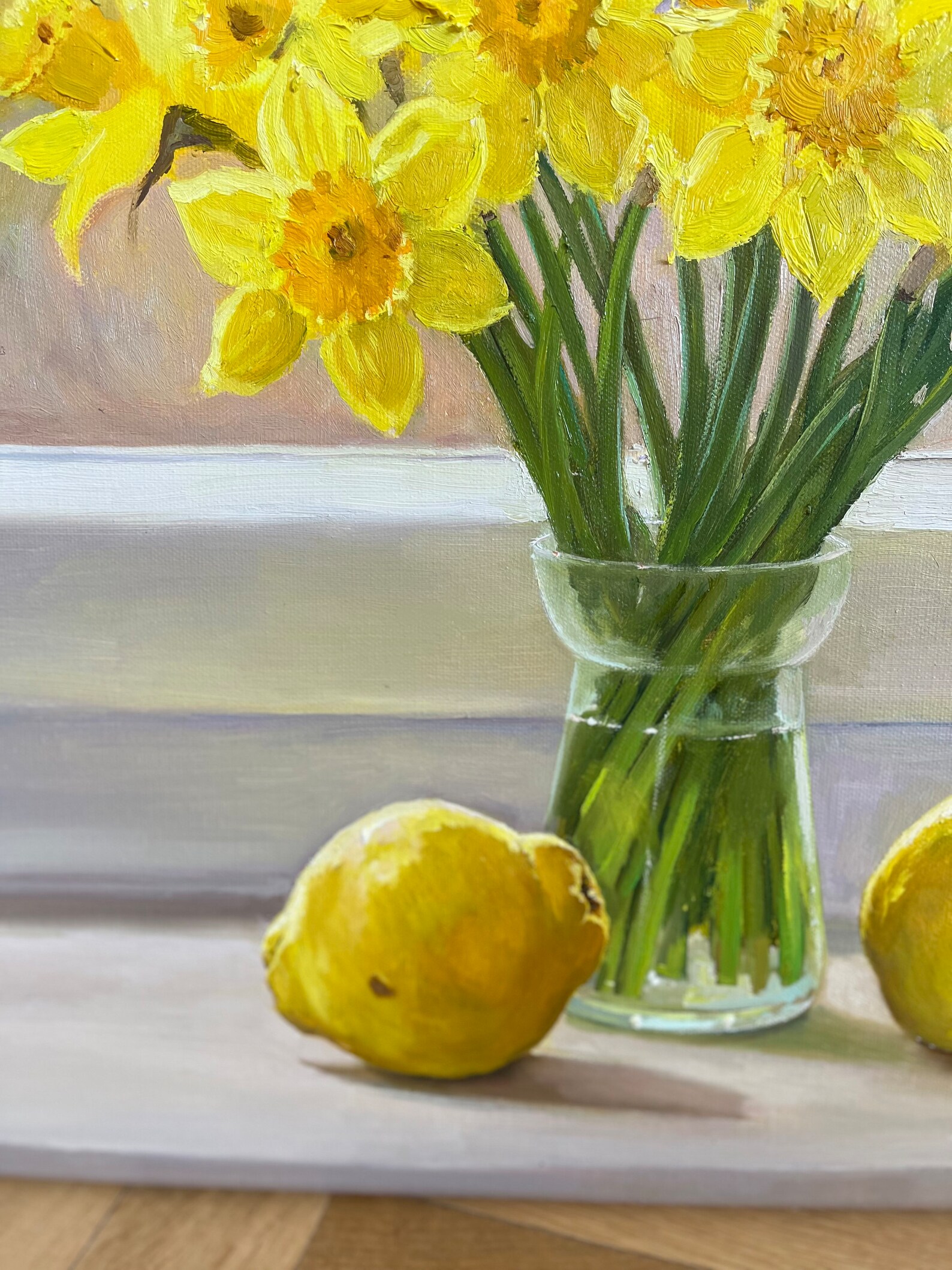 Still Life Flowers Original Oil Drawing Daffodils Classic Gift Unique ...