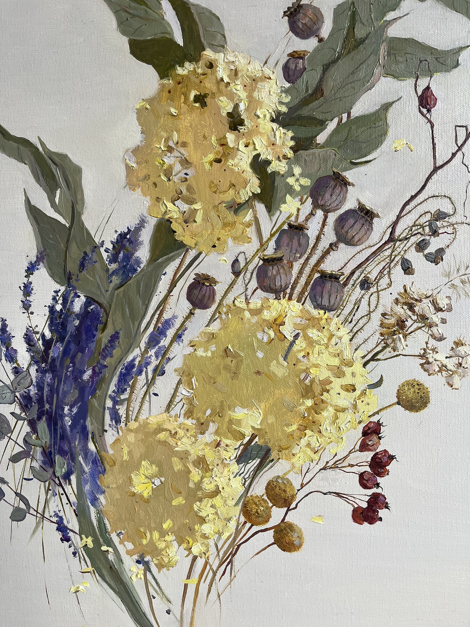 Original Floral Oil Painting: Dried Flowers Still Life, Impasto Art - Etsy