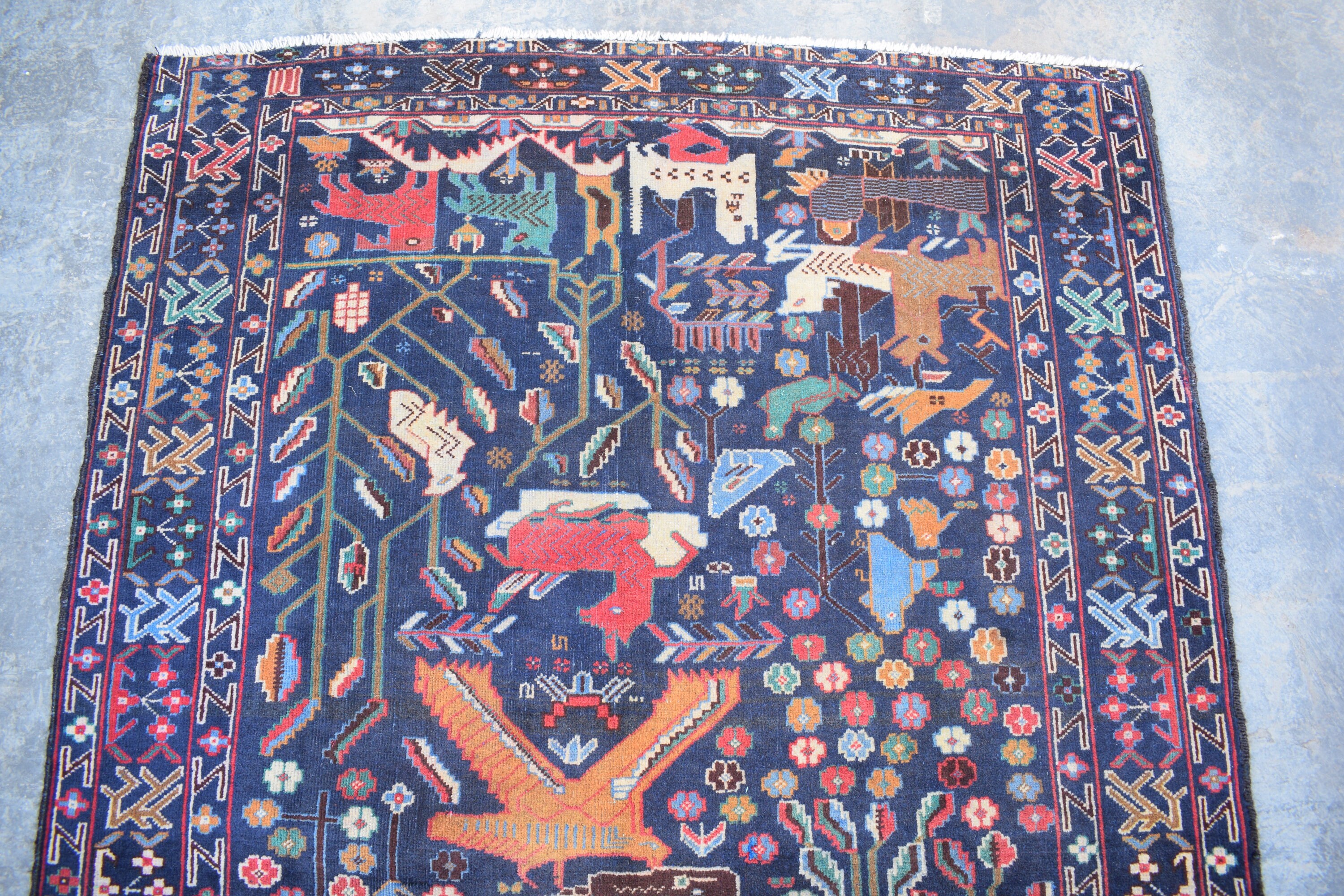 1960s Collectors Piece, 4.4x6.10 Feet Handmade Antique Rug, Animals ...