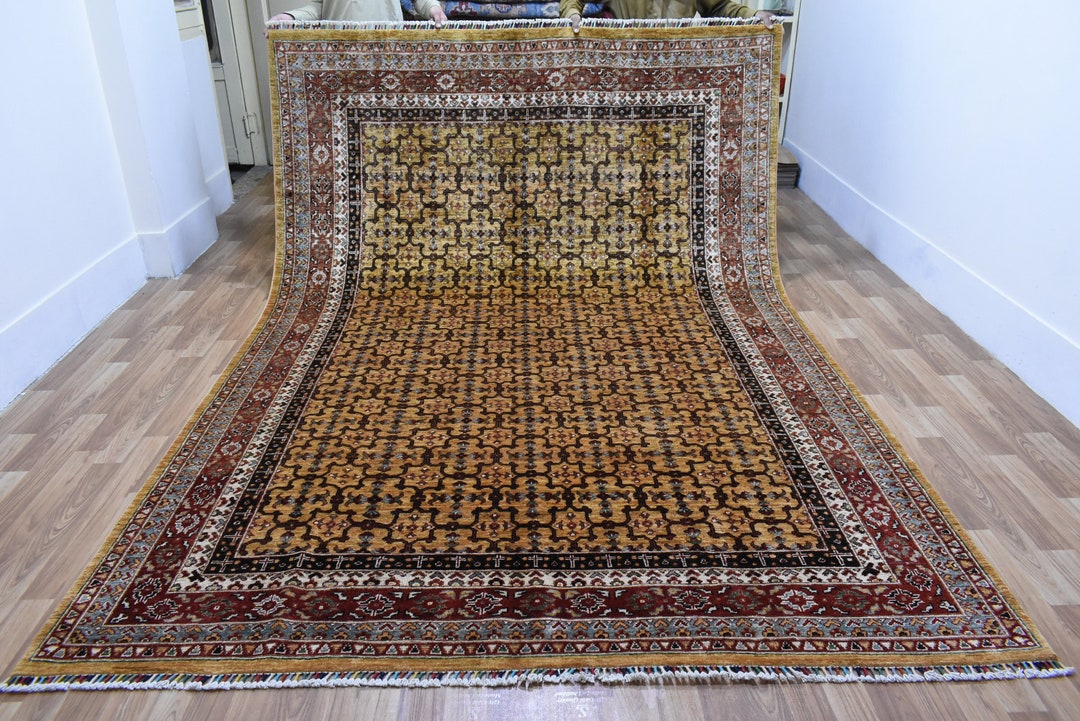 7x10 Oriental Area Rug 6.8x9.9 Ft Gold Red Afghan Ersari - Etsy