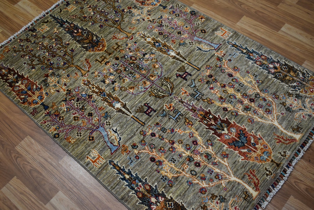 3x5 Tree of Life Rug Animals Birds Rug Tan Beige Multicolor - Etsy