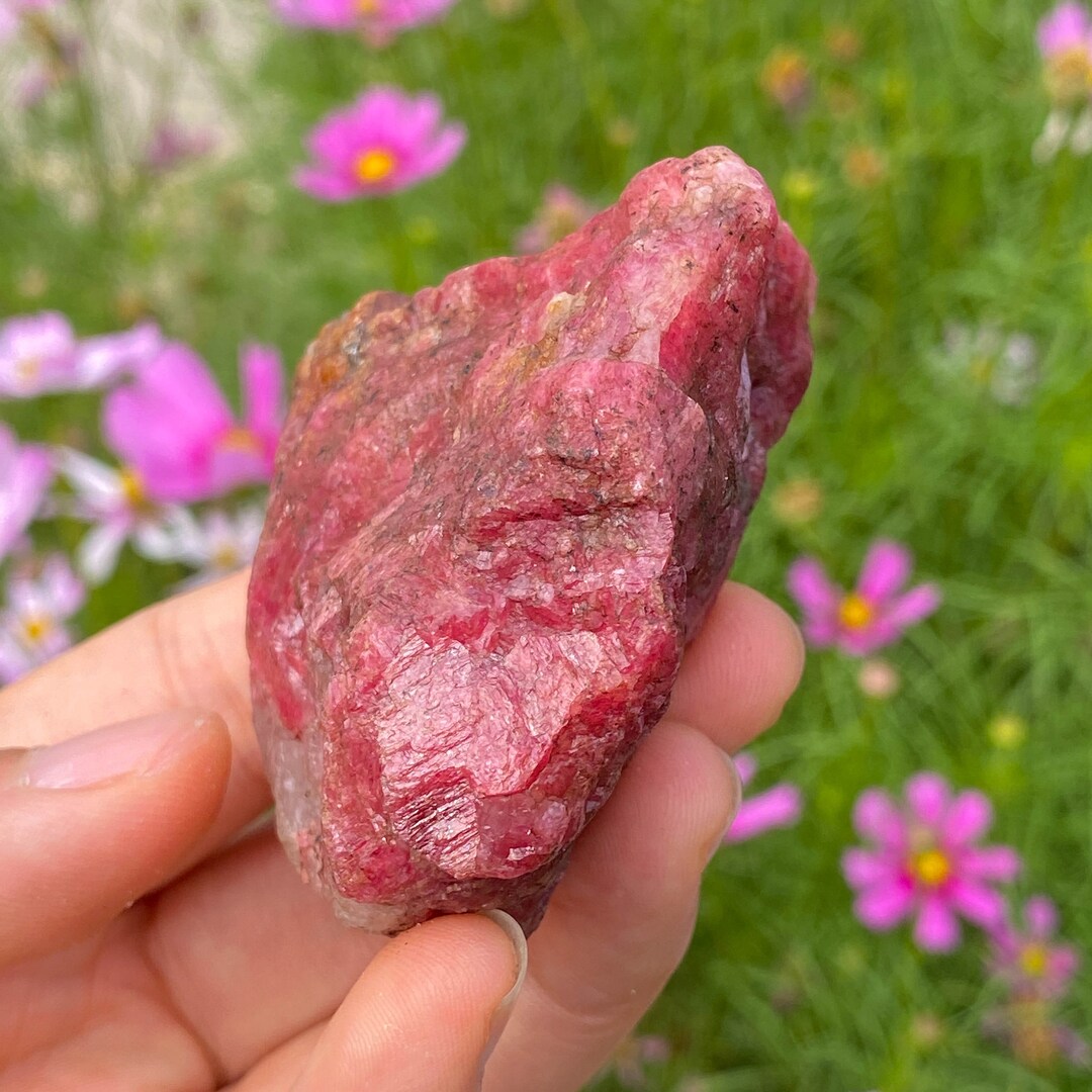 Raw Rhodonite Stone , Rough Crystal , Pink Rhodonite Healing Crystals ...