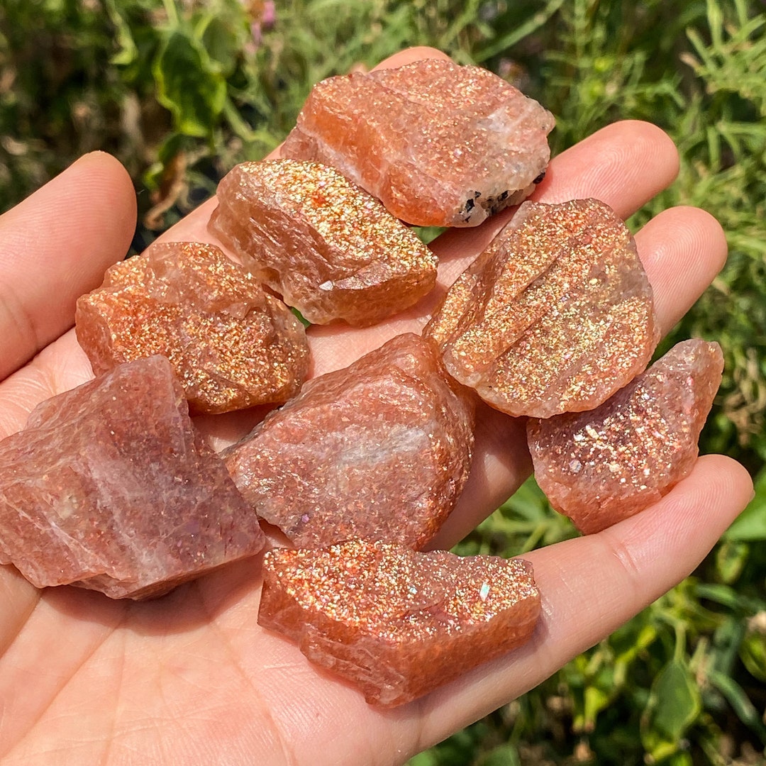 AAA++ Super Sparkle Sunstone Gemstone , Orange Lattice Sunstone Rough ...