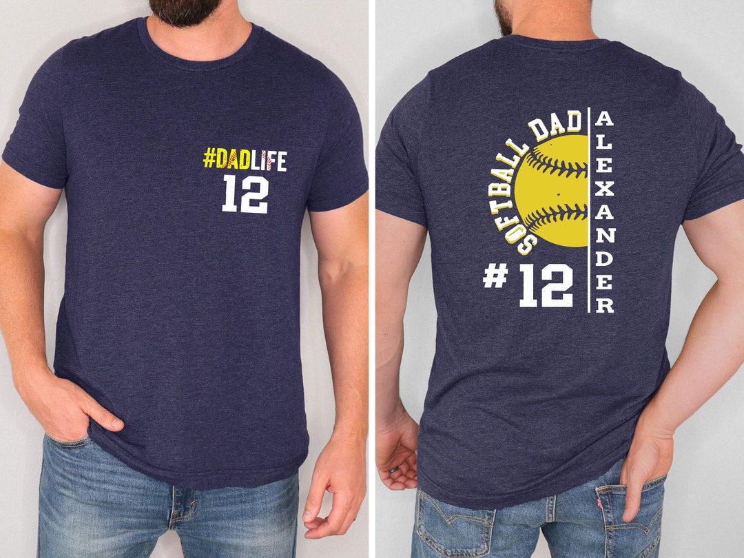 Personalized Softball Dad Shirt, Softball Dad Life T-shirt, Custom Name and Number Tee, Sports ...