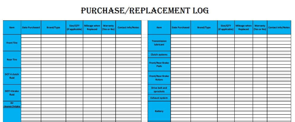 Harley Touring Maintenance Planner/logbook - Etsy