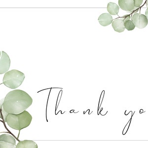 Eucalyptus Thank You Card, Thank You Card Printable, Thank You Card ...