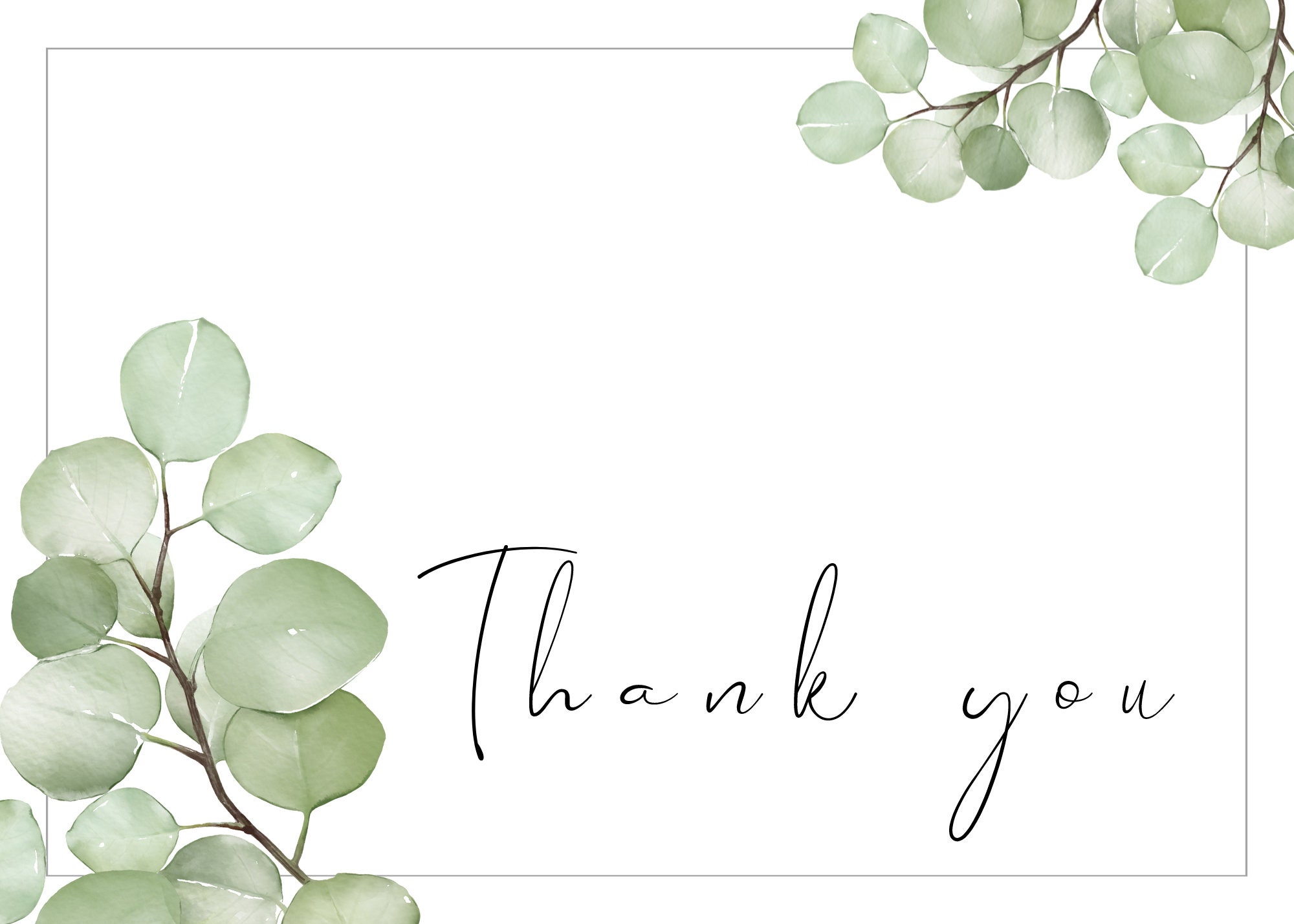 Eucalyptus Thank You Card, Thank You Card Printable, Thank You Card ...