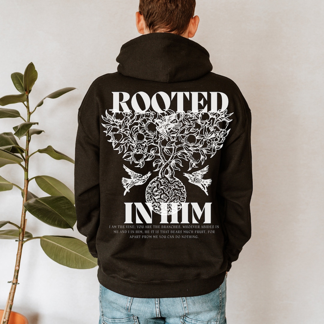 Rooted in Him Hoodie, Christian Hoodie, Gift for Him, Christian ...