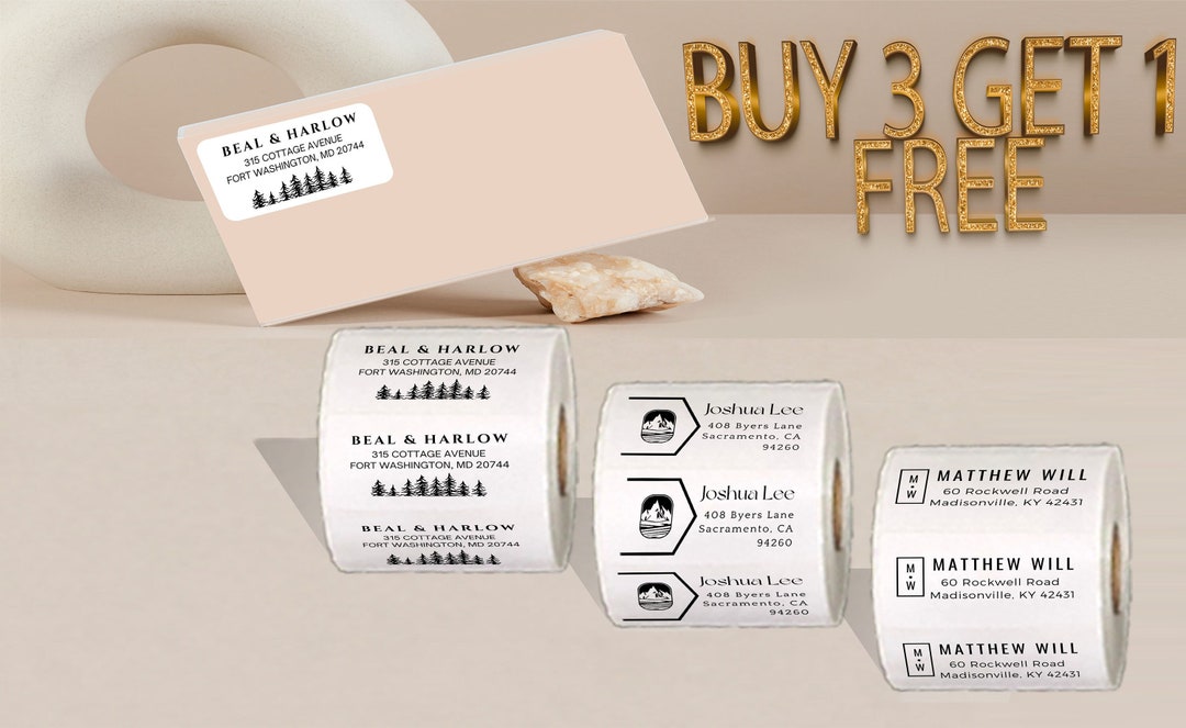BUY 3 GET 1 FREE Best Calligraphy Address Label Rolls, Custom Return ...