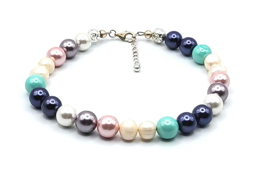 Colorful Spring & Summer Pearl Bracelet | Pastel Mint Green, Lilac ...