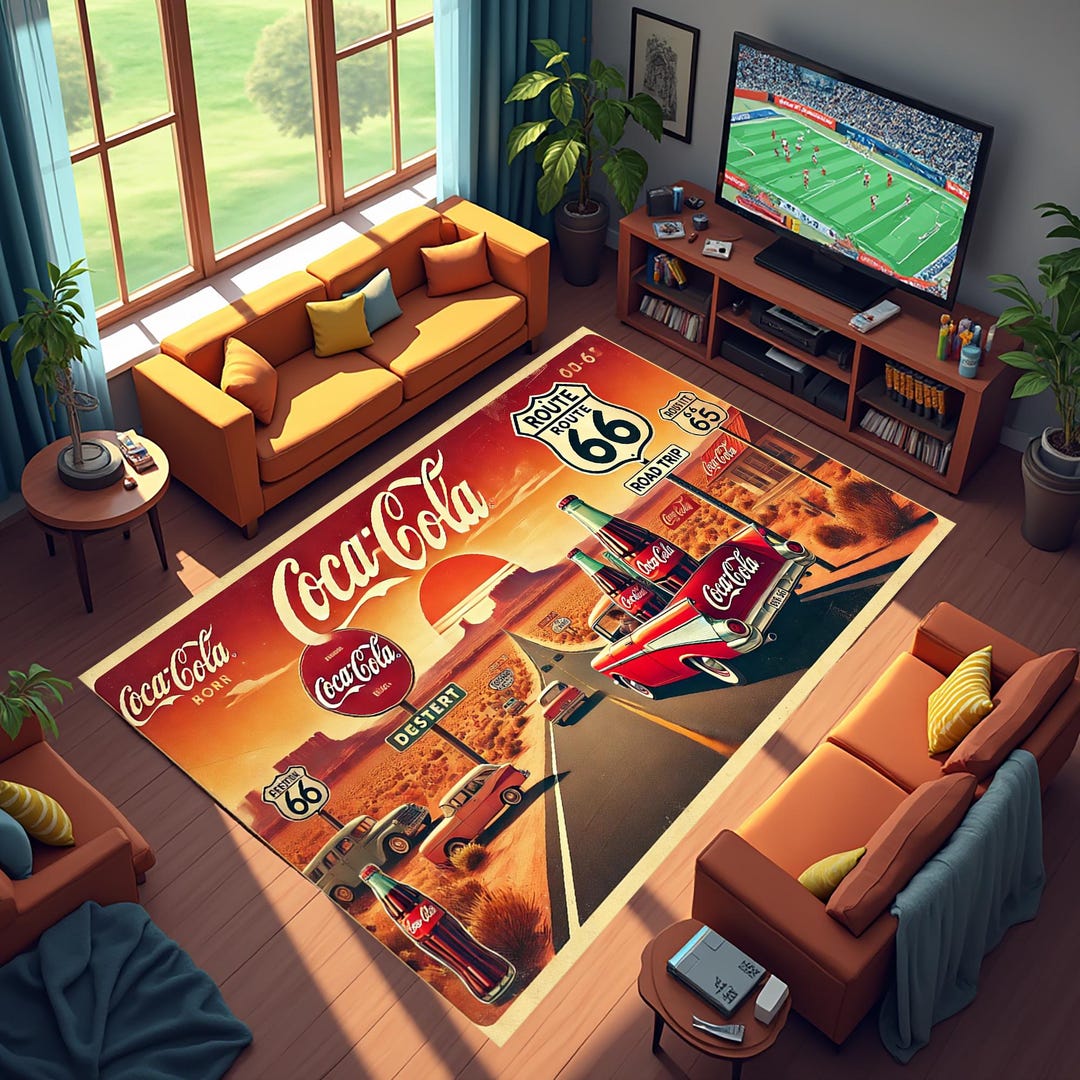 Classic Car Pattern Rug,route 66 Pattern Rug,modern Rug,living Room Rug ...