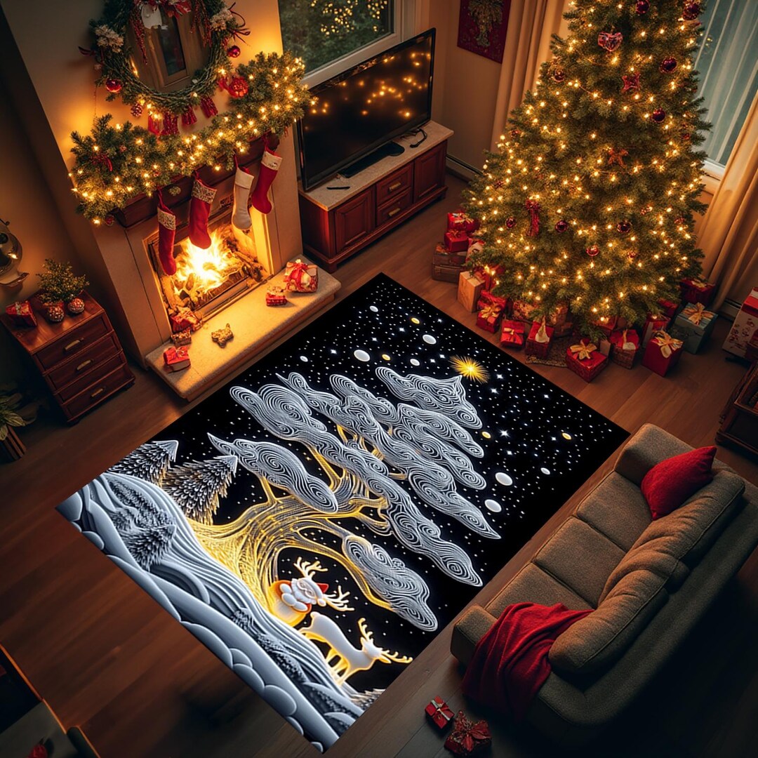 Santa Claus Rug,christmas Rug,christmas Pattern Rug,modern Rug,living ...