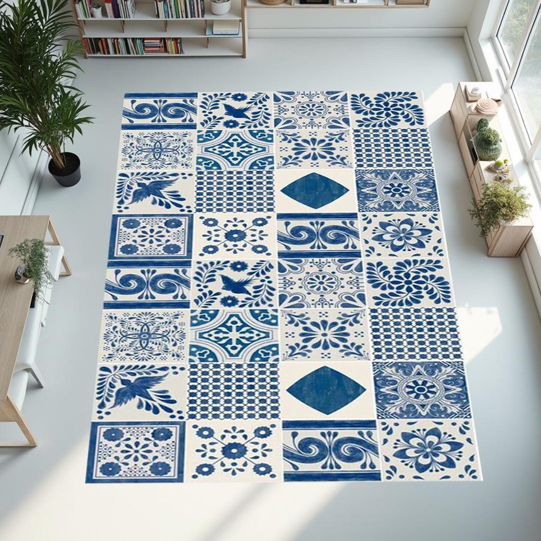 Mosaic Tile Pattern Rug,mosaic Rug,modern Rug,living Room Rug,home ...