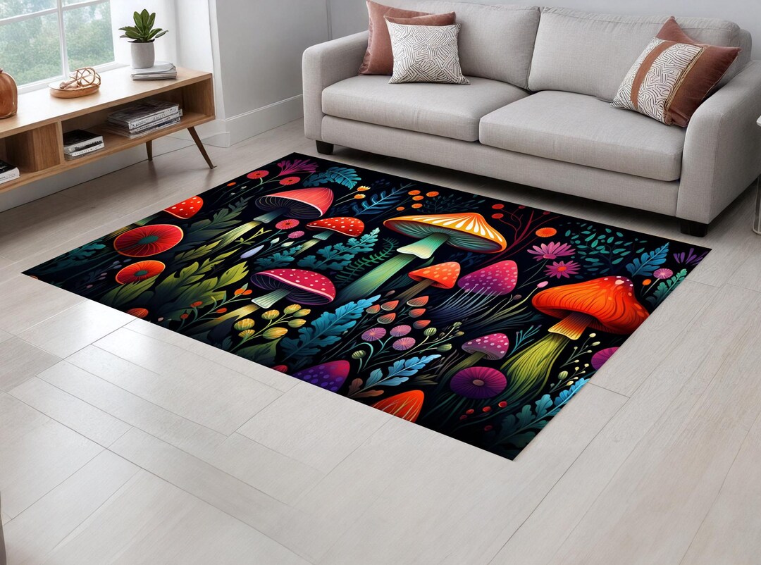 Mushroom Rug, Mushroom Decor Rug,botanical Rug,mushroom Gifts,home ...