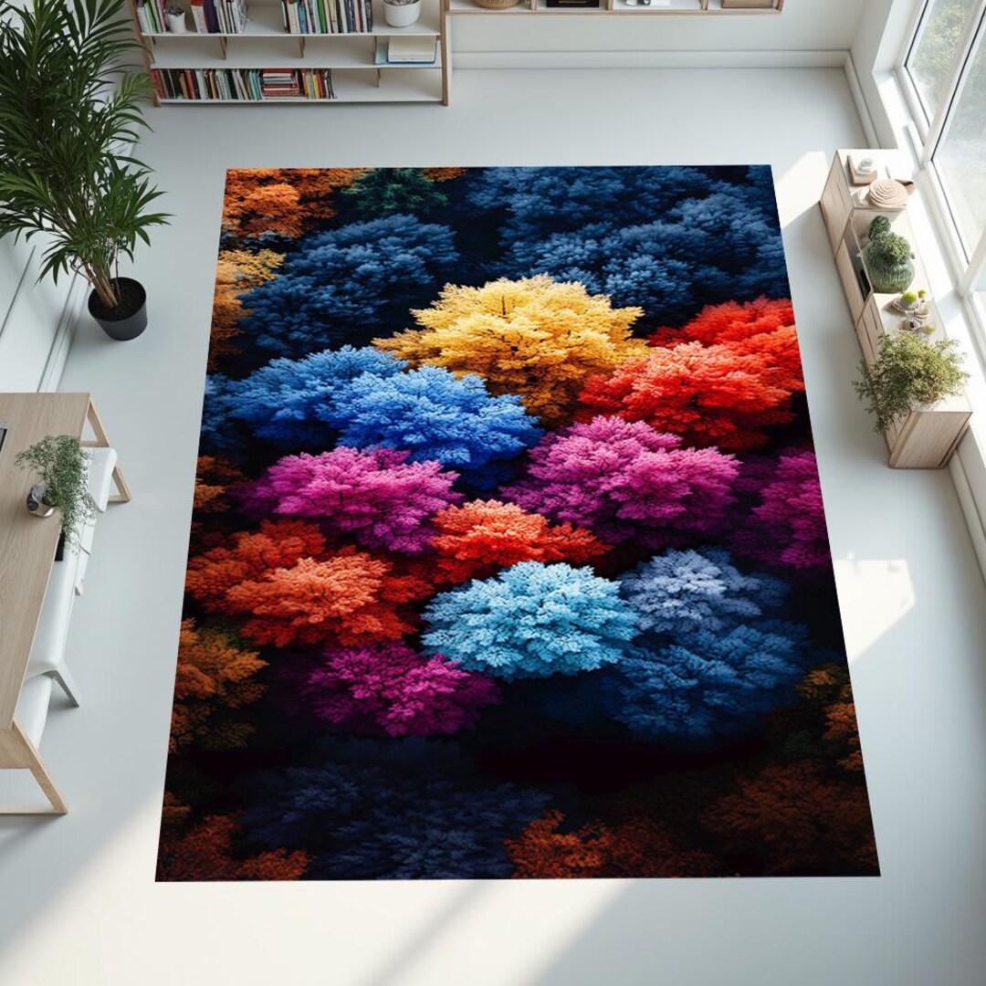 Colorful Trees Rug,modern Rug,living Room Rug,home Decor Rug,rug for ...