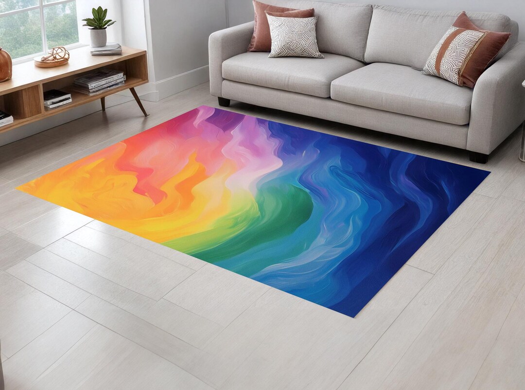 Colorful Wavy Design Rug,wavy Pattern Rug,wavy Rug,modern Rug,living ...