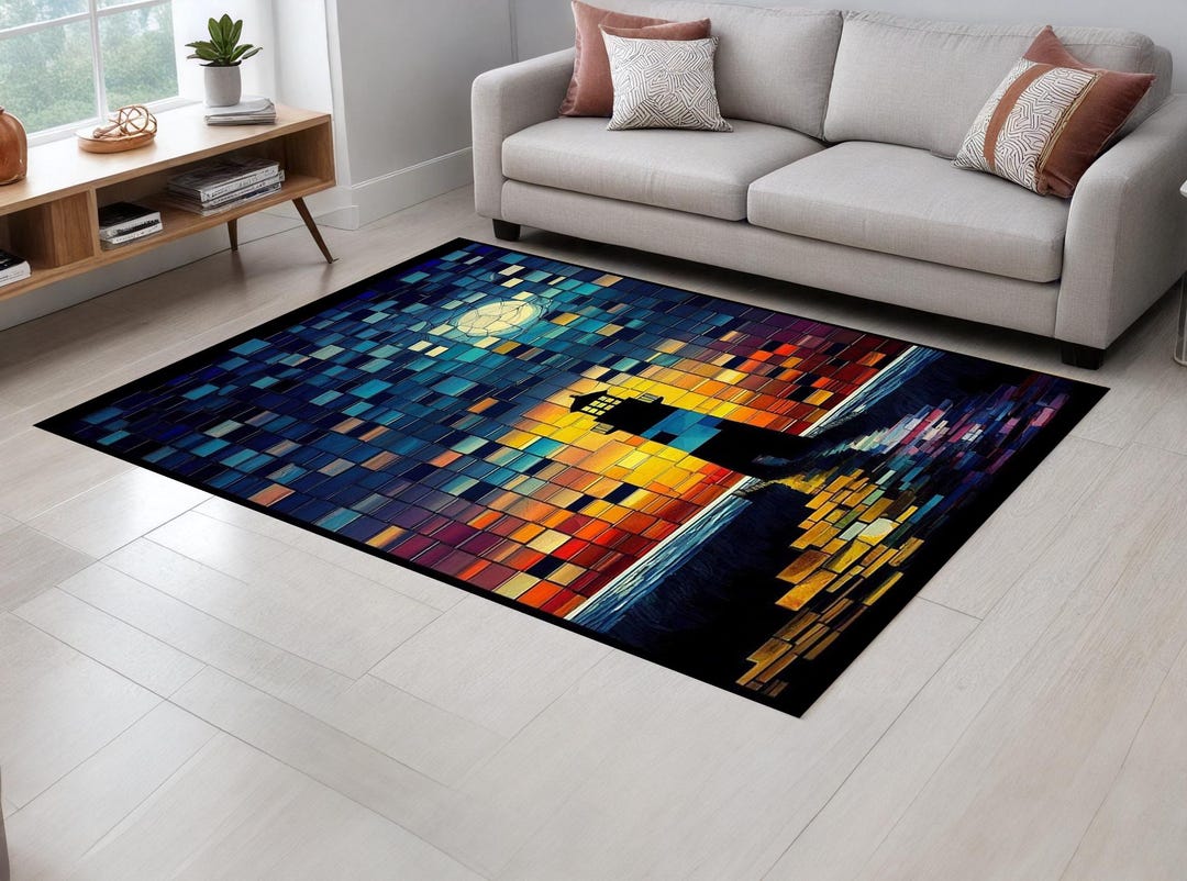 Night Pattern Rug,lighthouse Pattern Rug,pixel,modern Rug,living Room ...