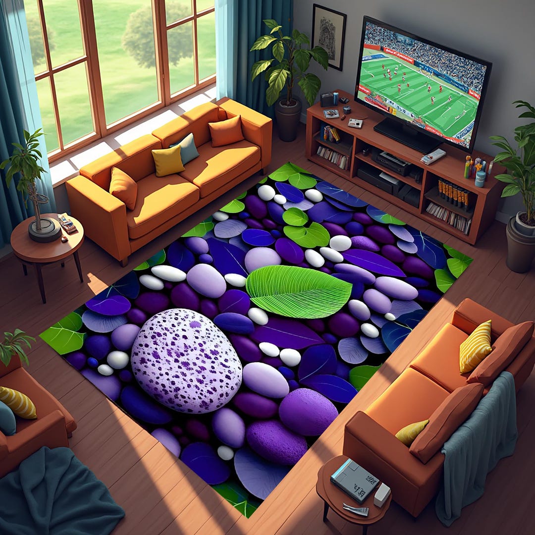 Purple Stone Pattern Rug,kids Room Rug,modern Rug,living Room Rug,home ...