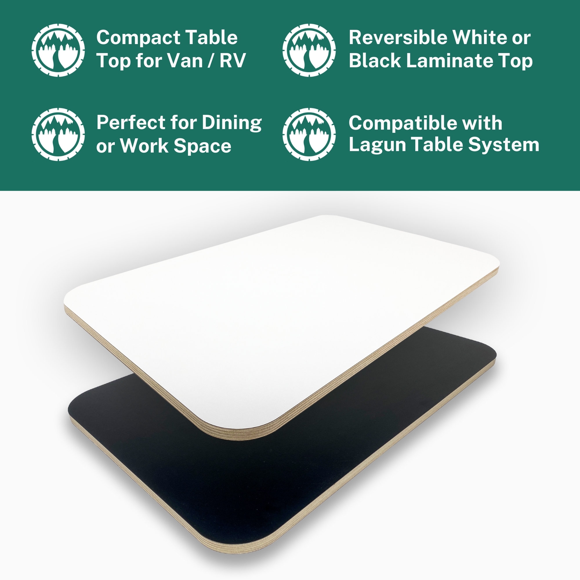 Camper Van Table Top: Black & White Laminate, Baltic Birch (15x23x0.5 ...