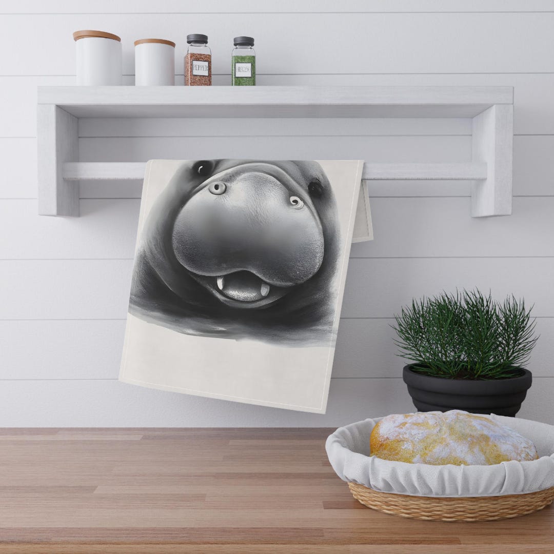 Whimsical Manatee Tea Towels, Cute Kitchen Decor, Gift for Animal ...