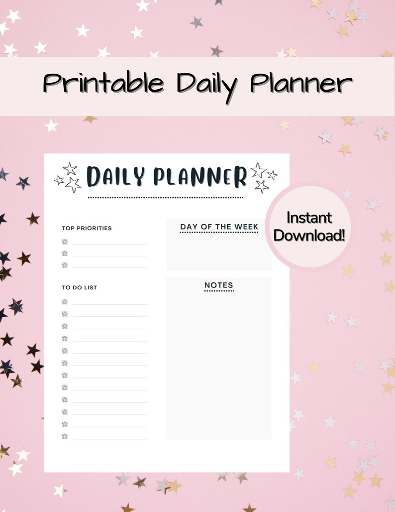 Daily Planner Printable to Track Top Priorities and to Dos! - Etsy