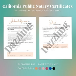 California Notary Public Acknowledgement & Jurat Certificate | Easy ...