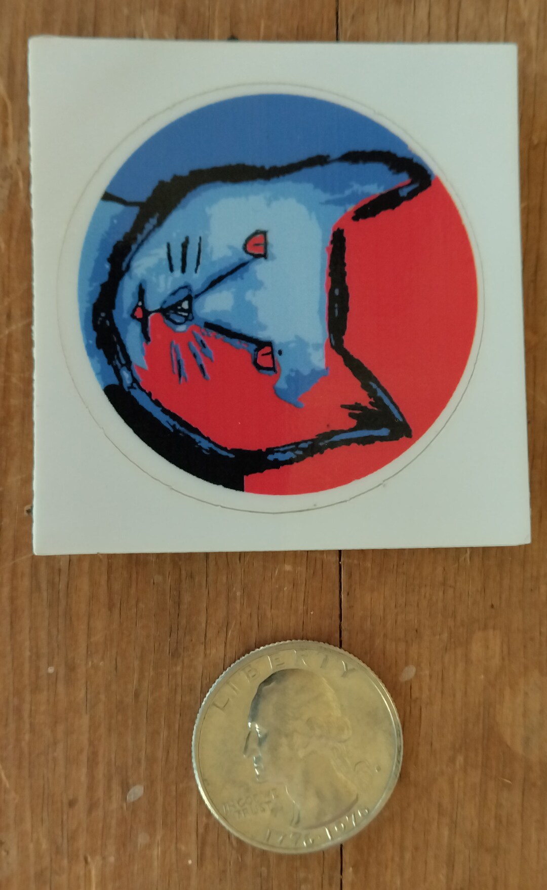 Cat Red Blue Vinyl Sticker Animal - Etsy