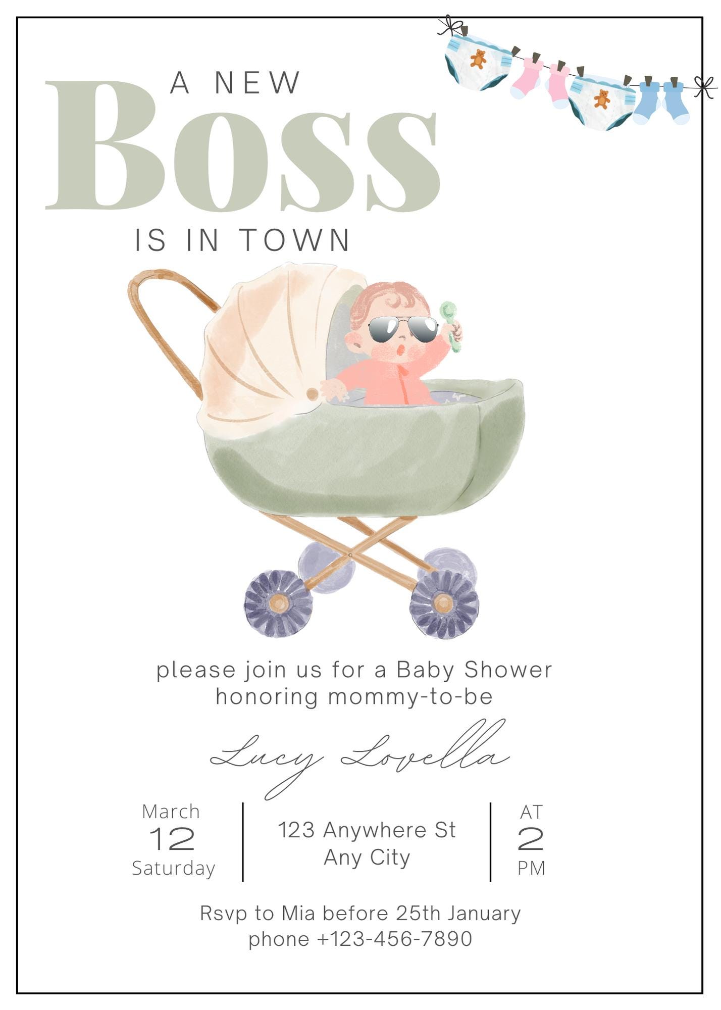 Editable Boss Baby Shower Invitation, Fully Customizable Invitation ...