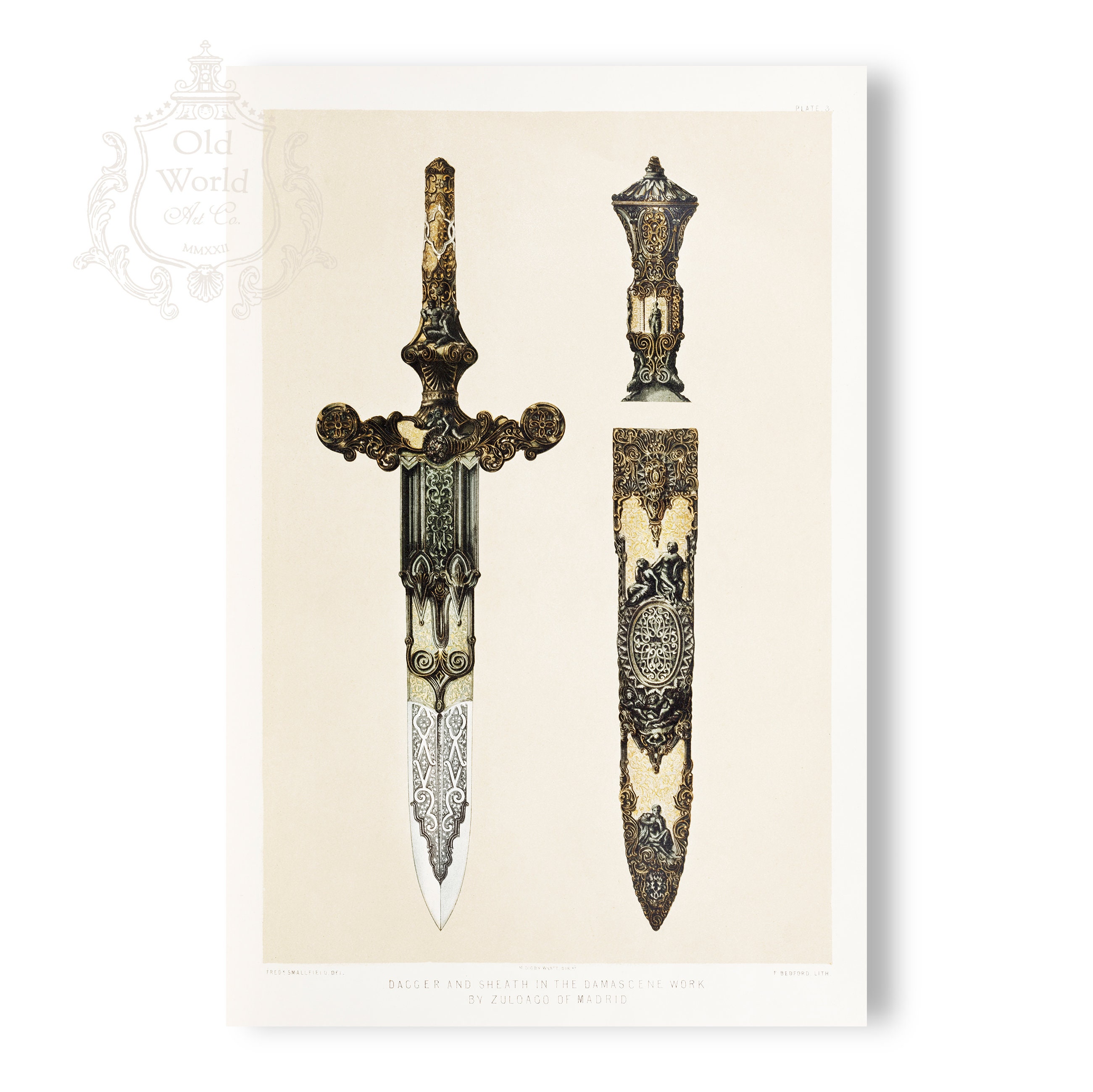 Antique Dagger Print, Dagger With Sheath Print, Sword Print, Vintage ...