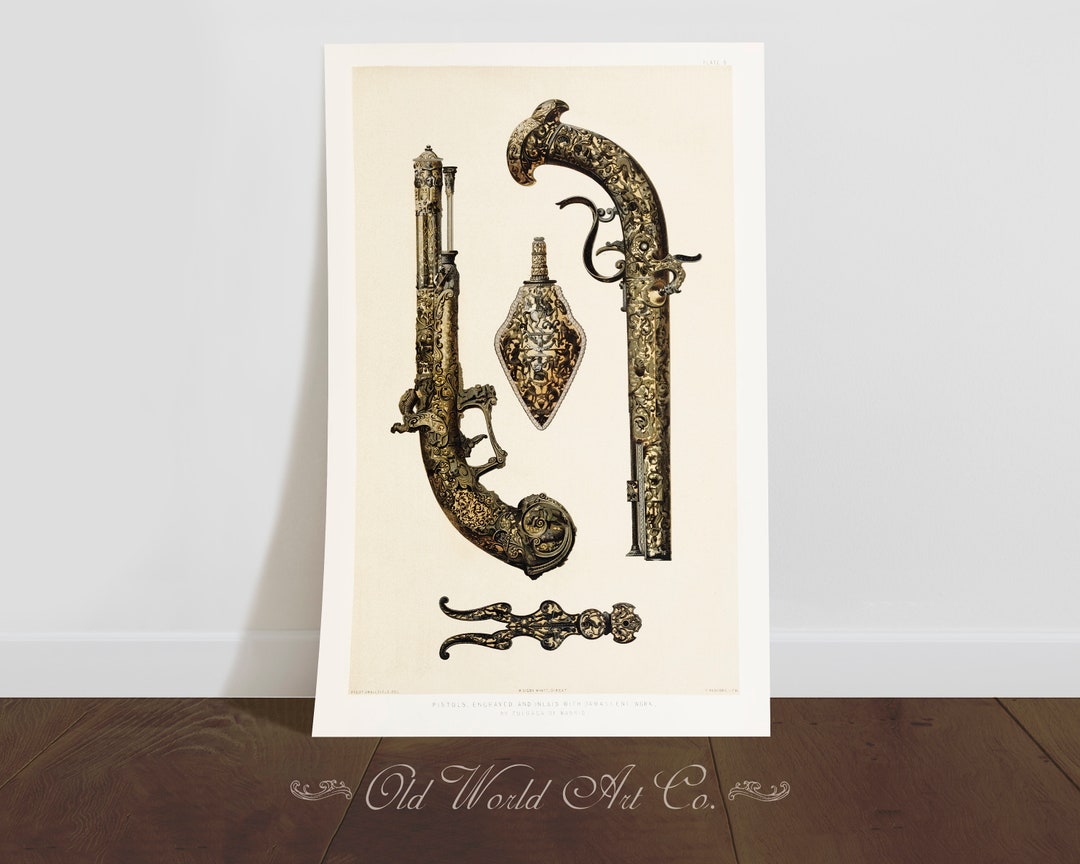 Pistols Print, Double Pistols Print, Vintage Guns Wall Art, Vintage ...